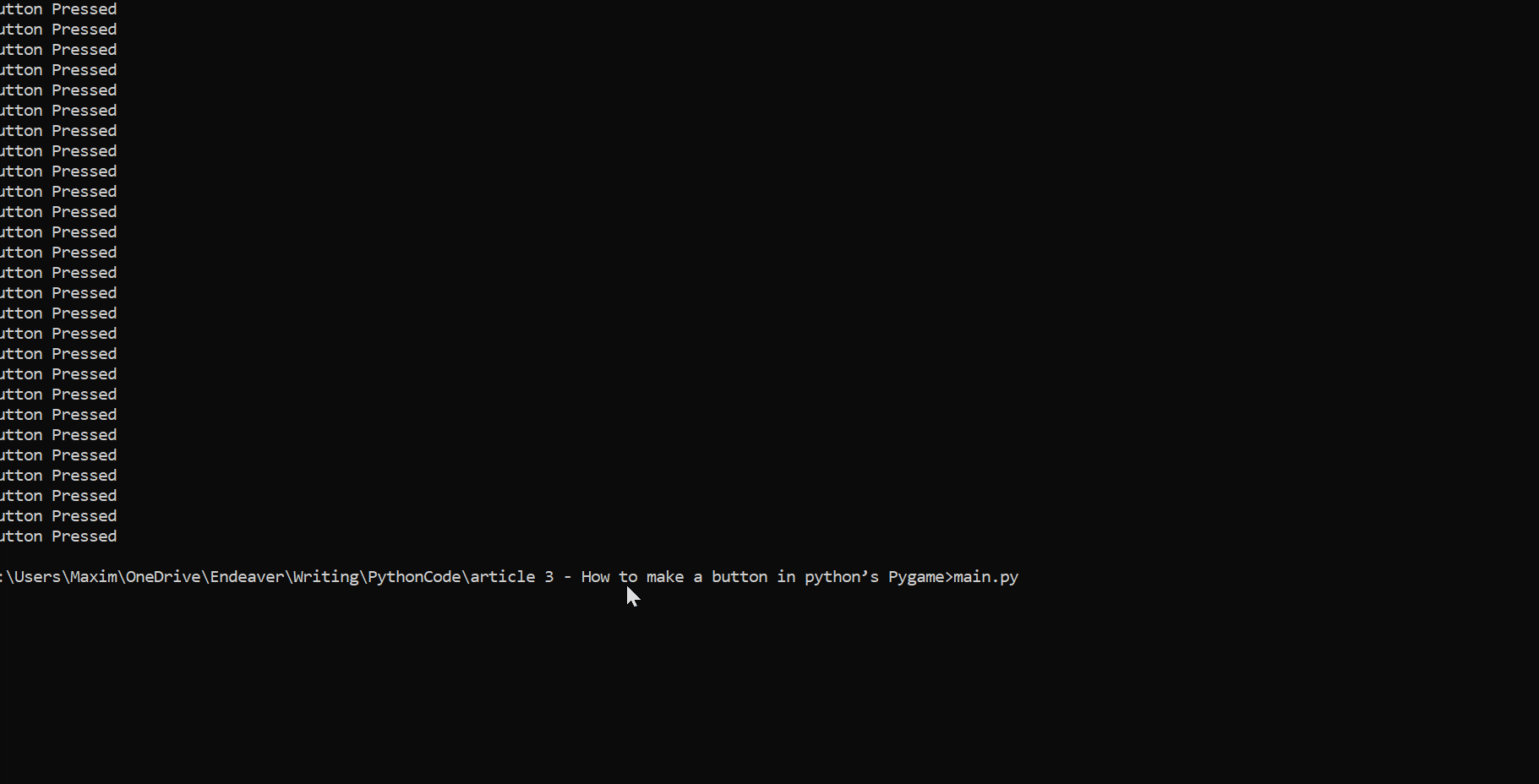 How To Make Buttons In PyGame The Python Code