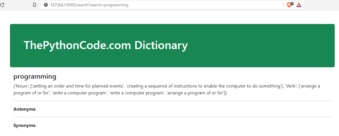 How To Build An English Dictionary App With Django In Python Python Code